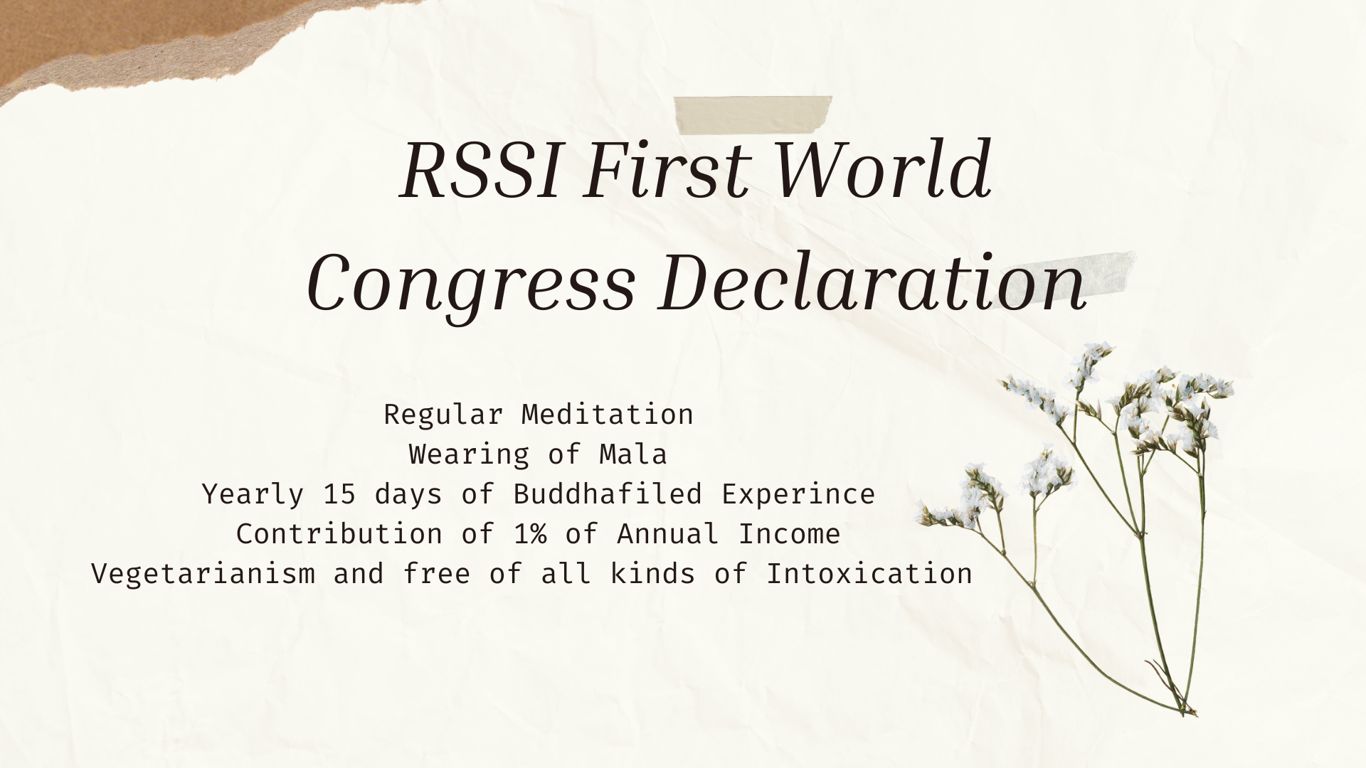 RSSI First World Congress Declaration | Rajneesh Sadhana Sangh ...